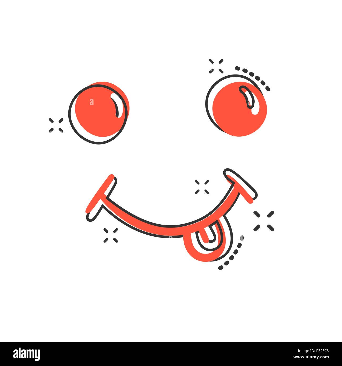 Vector cartoon smile with tongue icon in comic style. Smile face sign ...