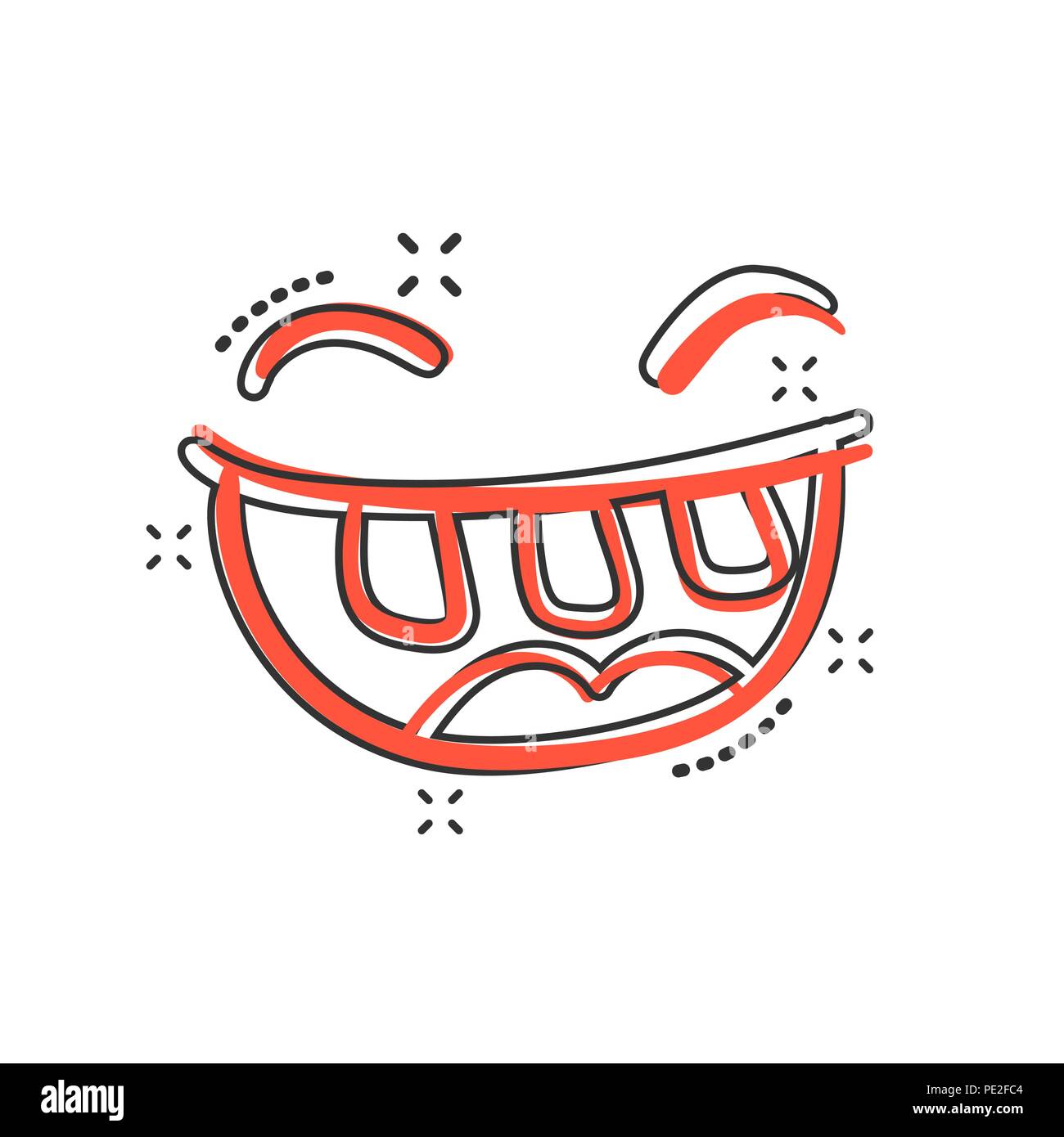 Vector cartoon smile with tongue icon in comic style. Smile face sign ...