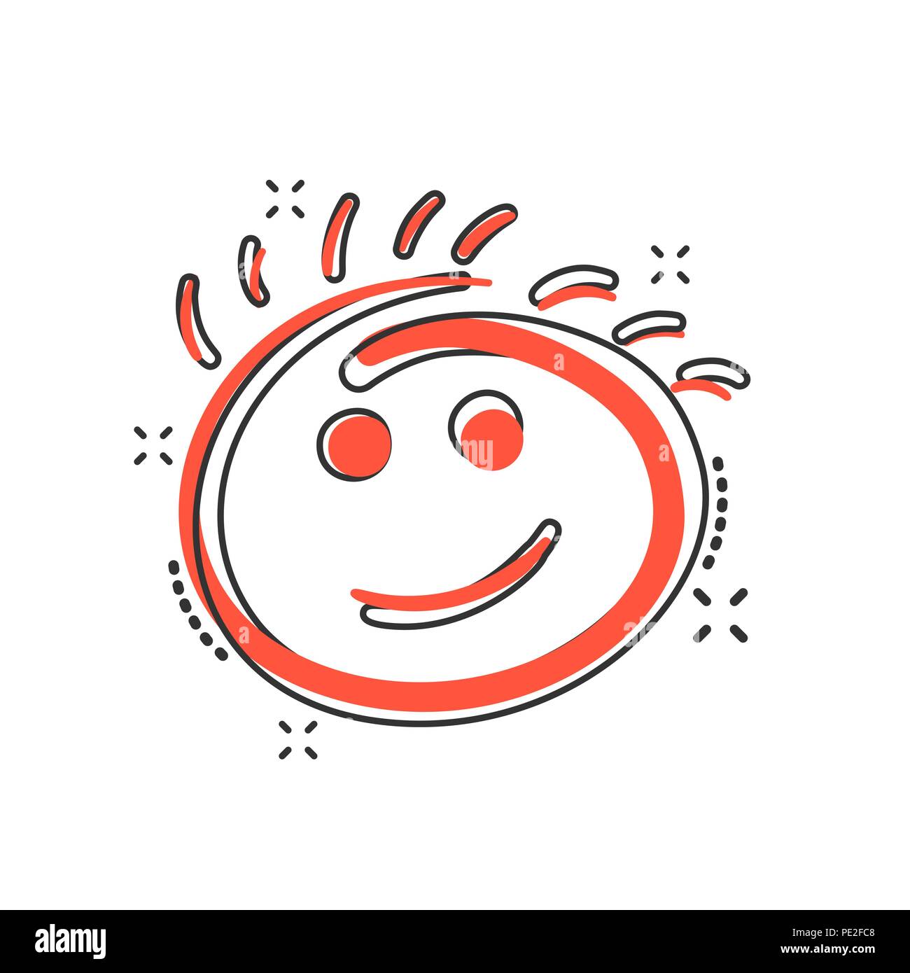 Vector cartoon simple smile icon in comic style. Hand drawn face doodle ...