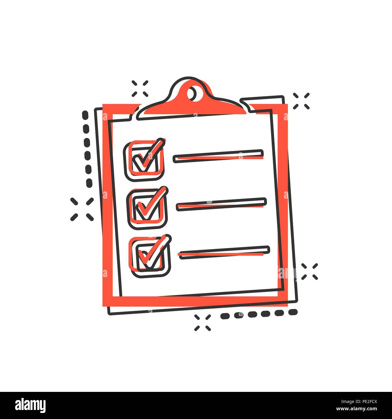 Vector cartoon to do list icon in comic style. Checklist, task list ...