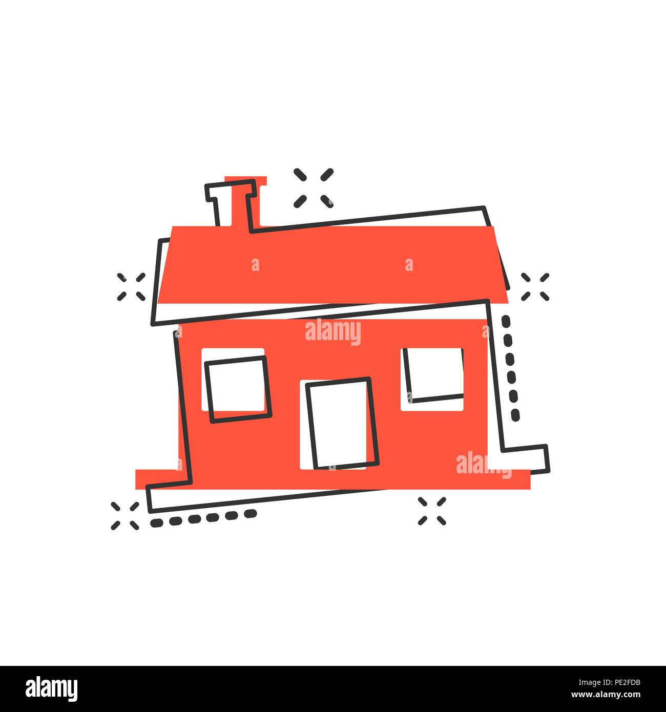 Vector cartoon house icon in comic style. Building sign illustration ...