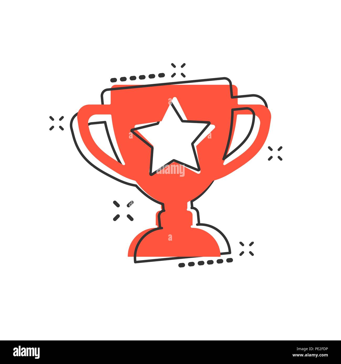 Vector cartoon trophy cup icon in comic style. Winner sign illustration ...