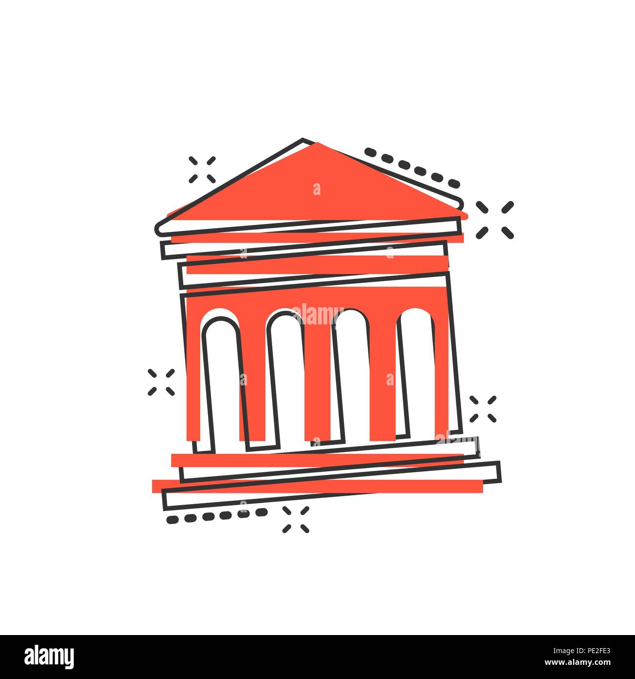 Vector cartoon bank building icon in comic style. Museum sign ...