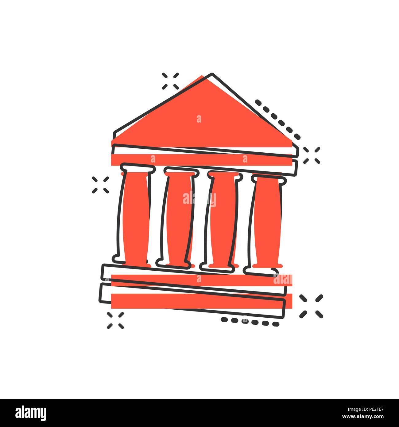 Vector cartoon bank building icon in comic style. Museum sign ...