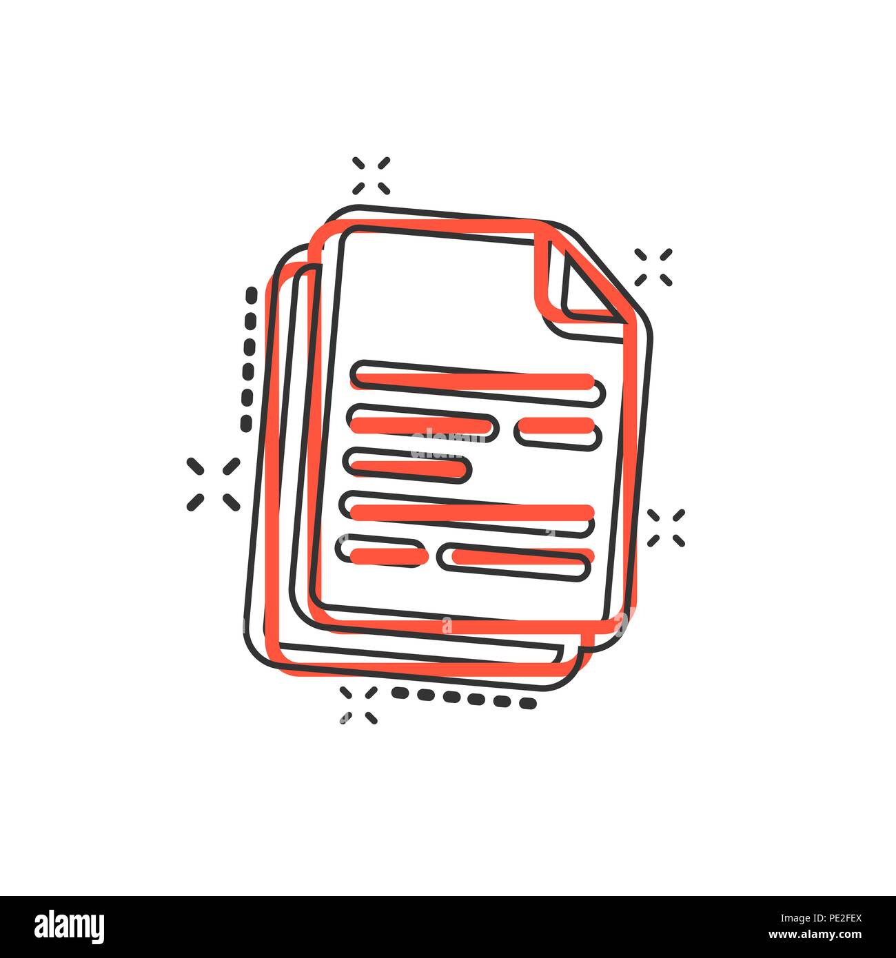 Vector cartoon document icon in comic style. Paper sheet sign ...