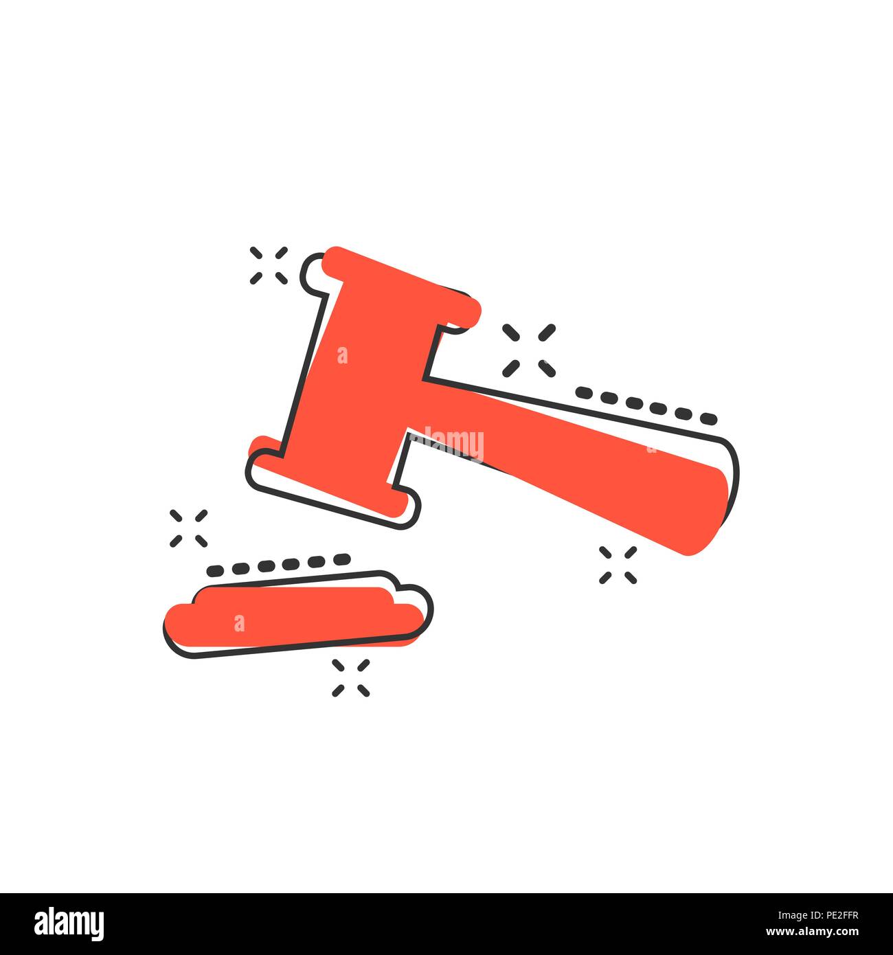 Vector cartoon auction hammer icon in comic style. Court tribunal sign ...