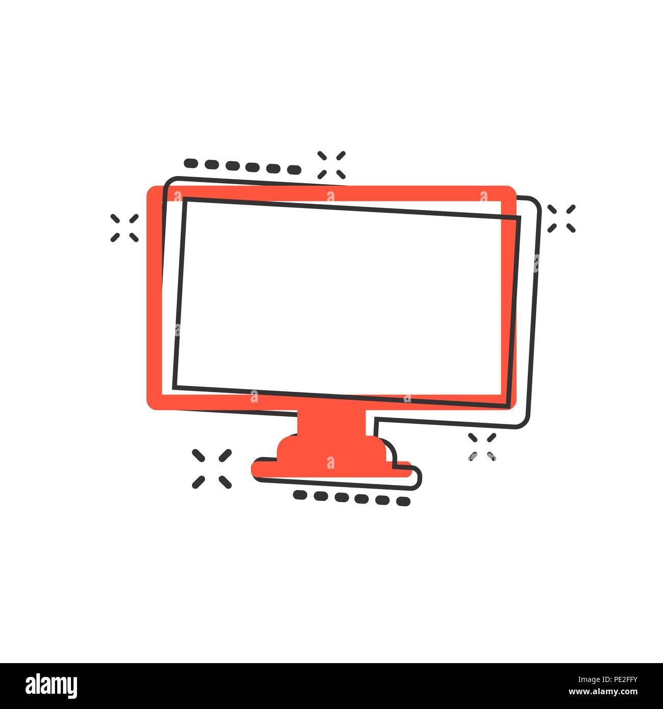 Vector cartoon computer icon in comic style. Monitor sign illustration ...