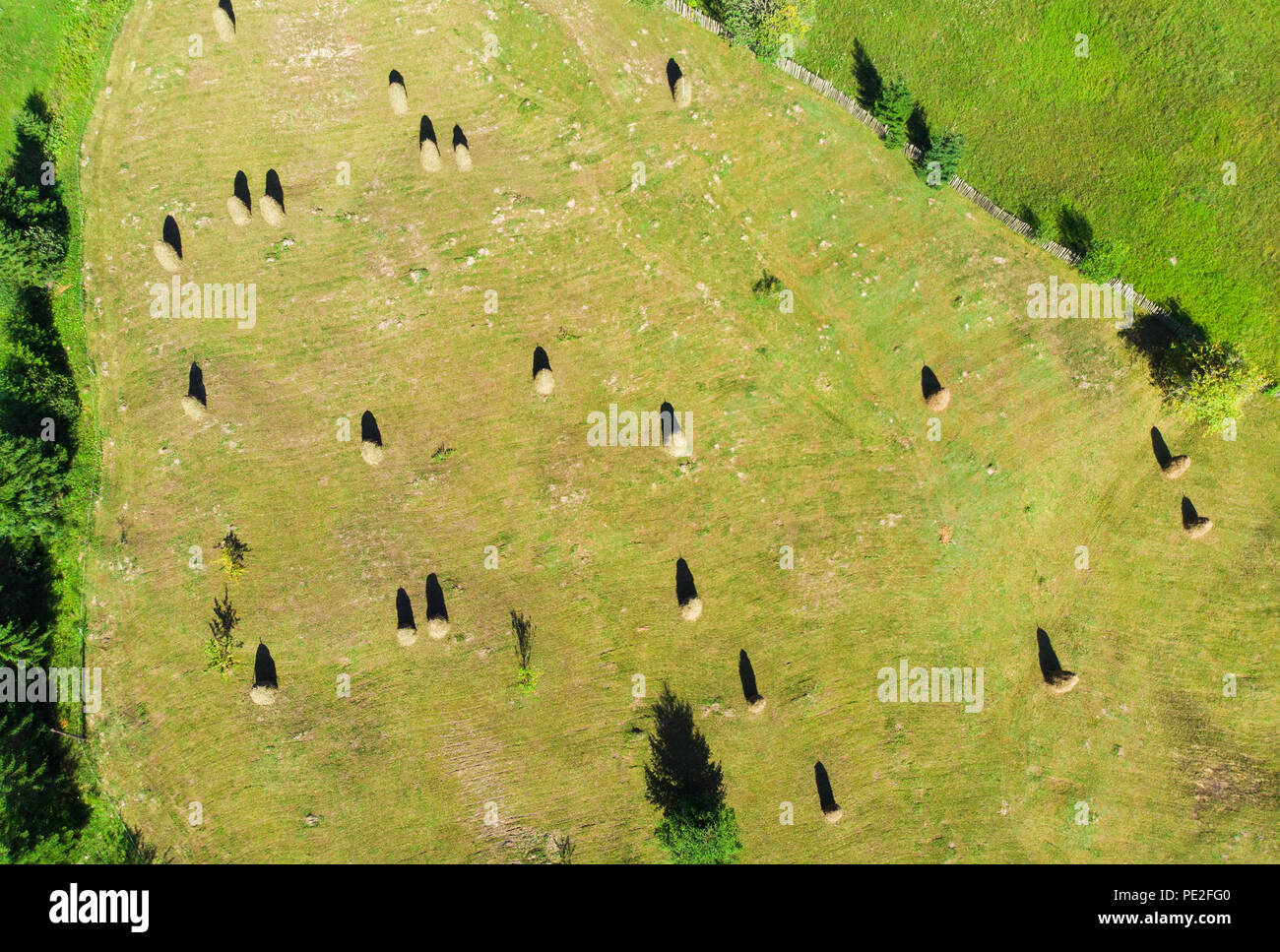 Aerial view field stacks hay hi-res stock photography and images - Alamy