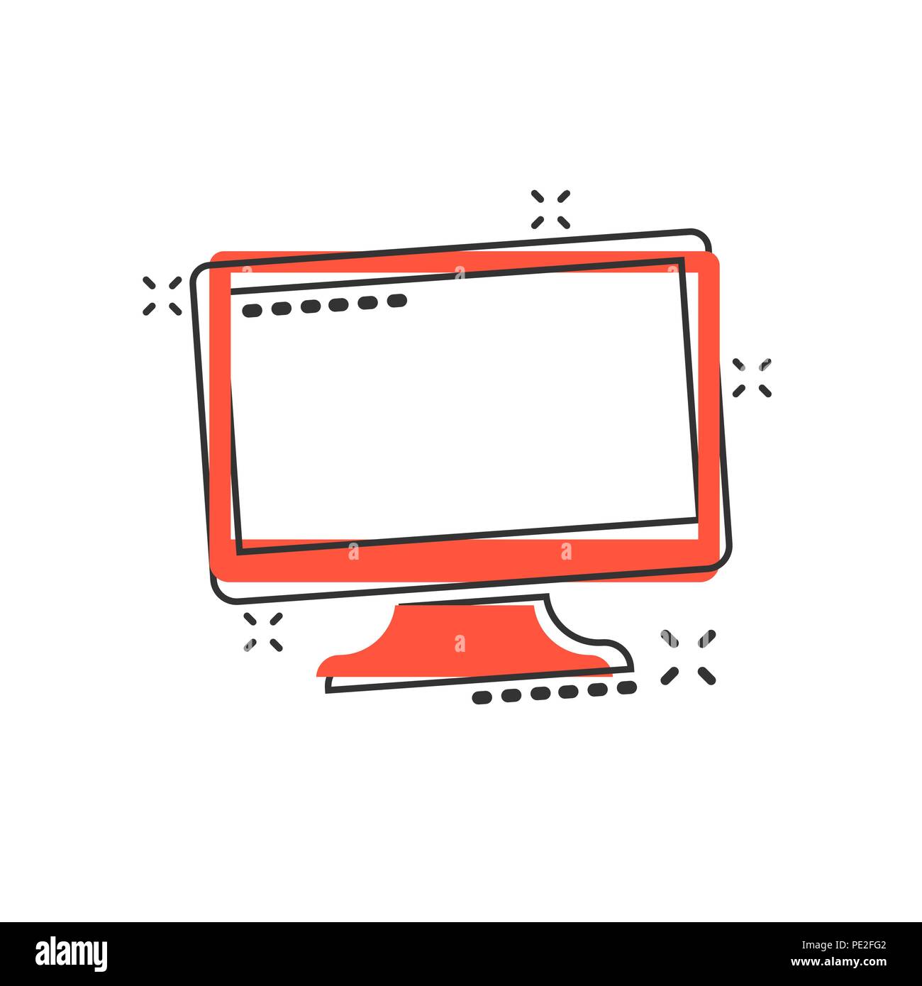Vector cartoon computer icon in comic style. Monitor sign illustration ...