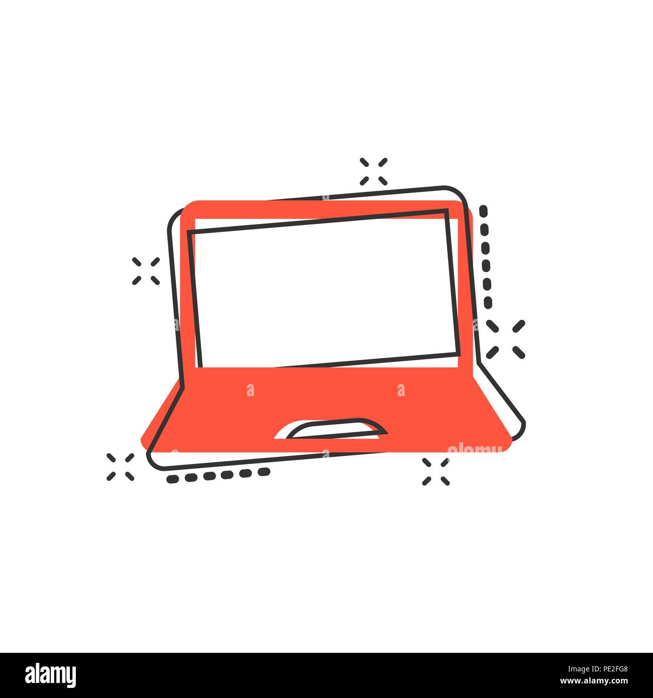 Vector cartoon computer icon in comic style. Monitor sign illustration ...