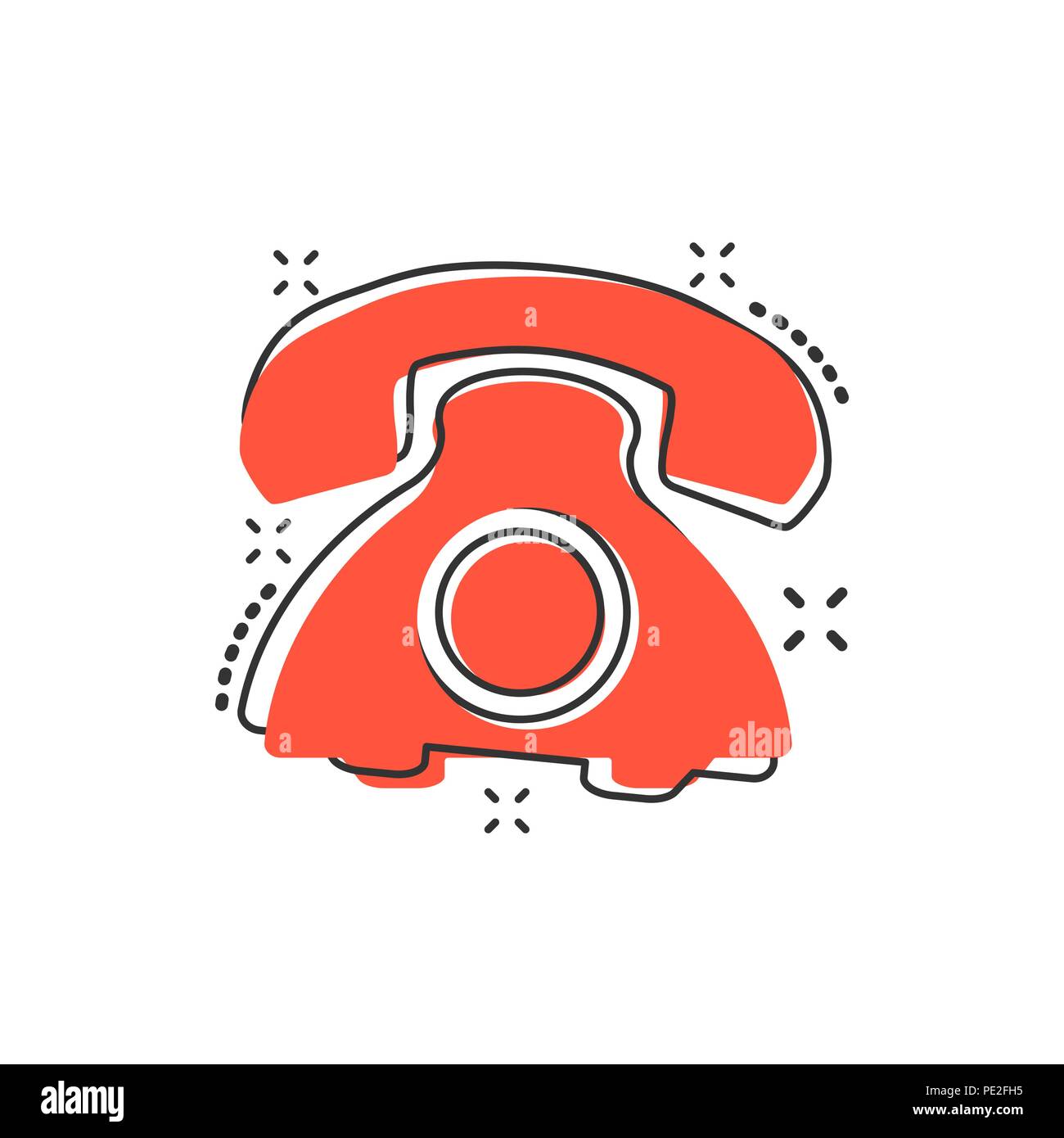 Vector cartoon phone icon in comic style. Telephone sign illustration ...