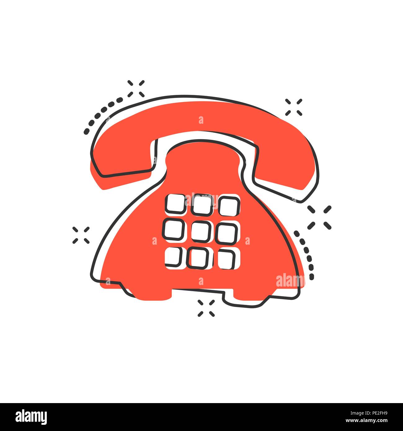 Vector cartoon phone icon in comic style. Telephone sign illustration ...