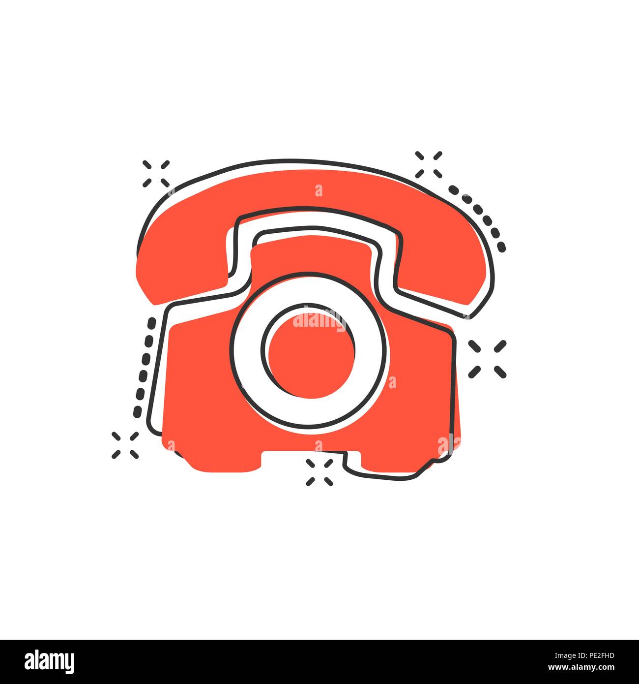 Vector cartoon phone icon in comic style. Telephone sign illustration ...