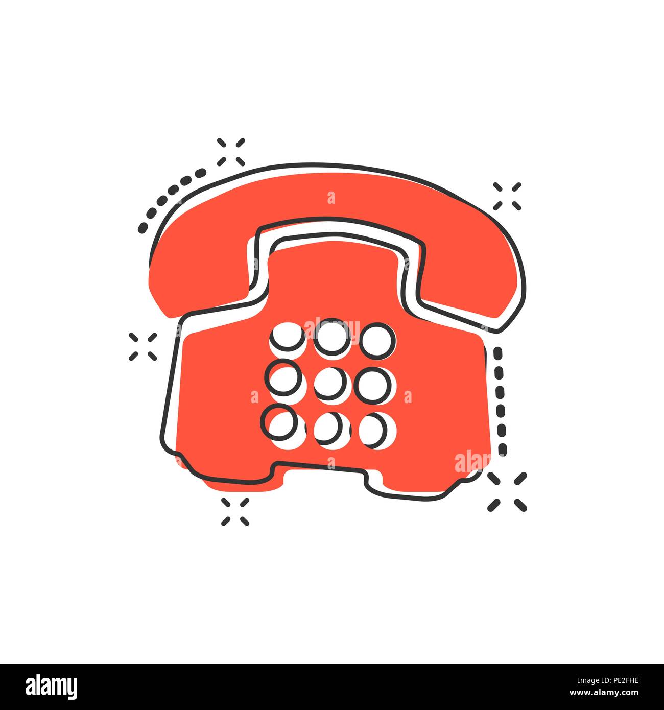 Vector cartoon phone icon in comic style. Telephone sign illustration ...