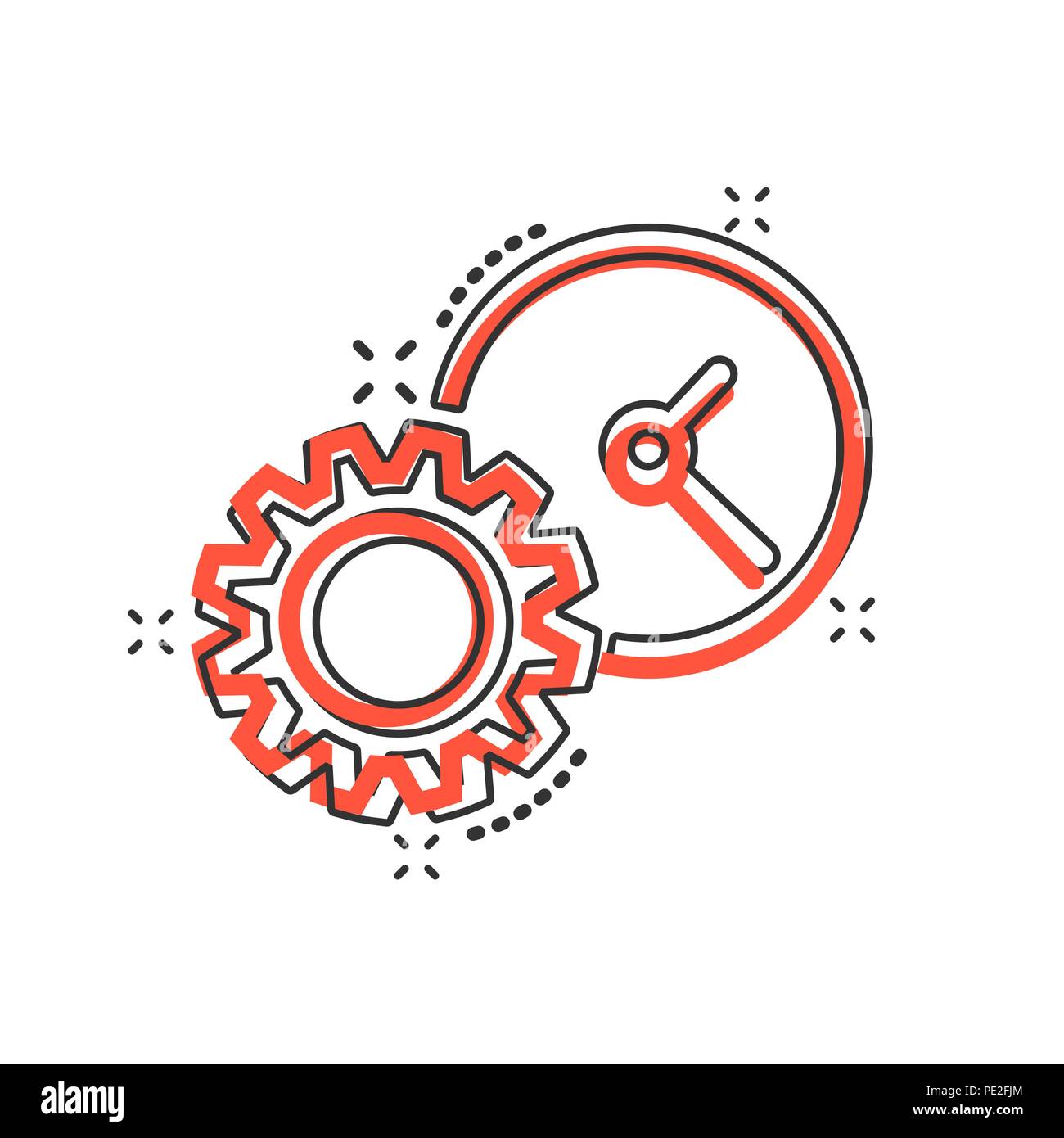 Vector cartoon clock icon in comic style. Project management sign ...