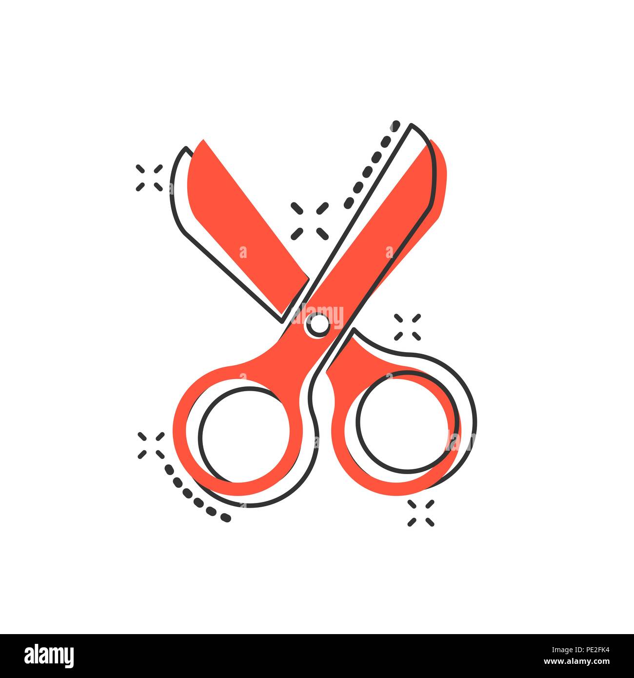 Vector cartoon scissors icon in comic style. Scissor sign illustration ...