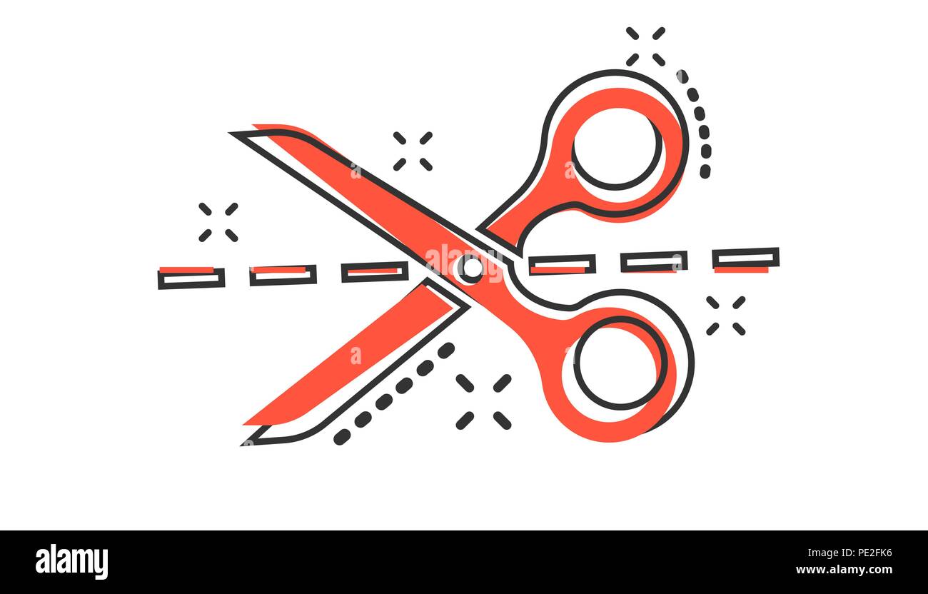 Vector cartoon scissors icon in comic style. Scissor sign illustration ...
