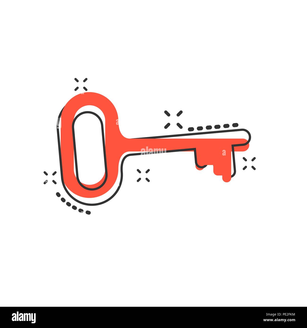 Vector cartoon key icon in comic style. Secret keyword sign ...