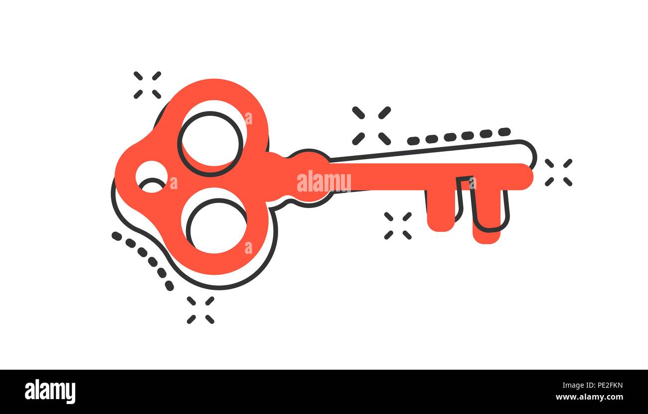 Vector Cartoon Key Icon In Comic Style Secret Keyword Sign Illustration Pictogram Key Business