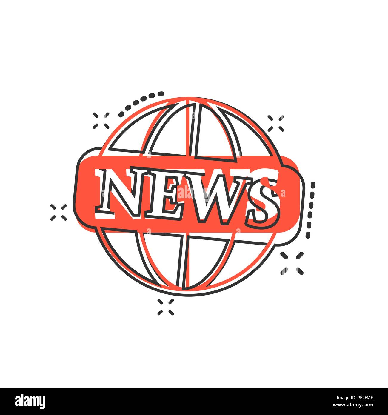 Vector cartoon globe news icon in comic style. World news sign ...