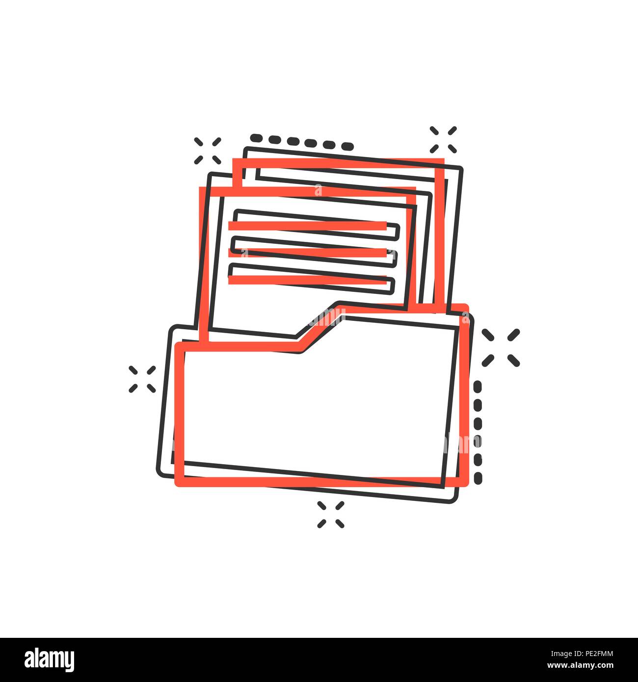 Vector cartoon document icon in comic style. Archive data file sign ...