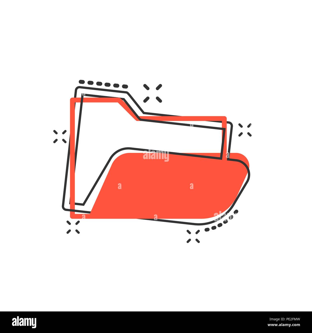 Vector cartoon folder document icon in comic style. Archive data file ...