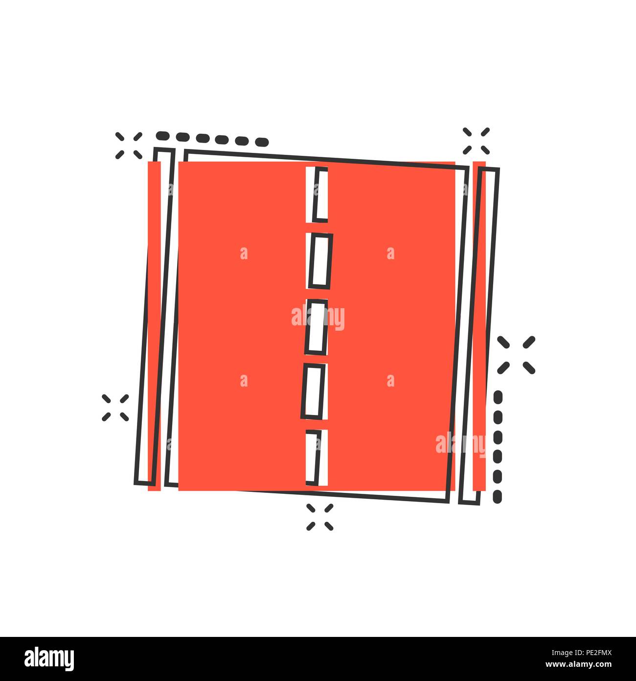 Vector cartoon straight road icon in comic style. Highway road sign ...