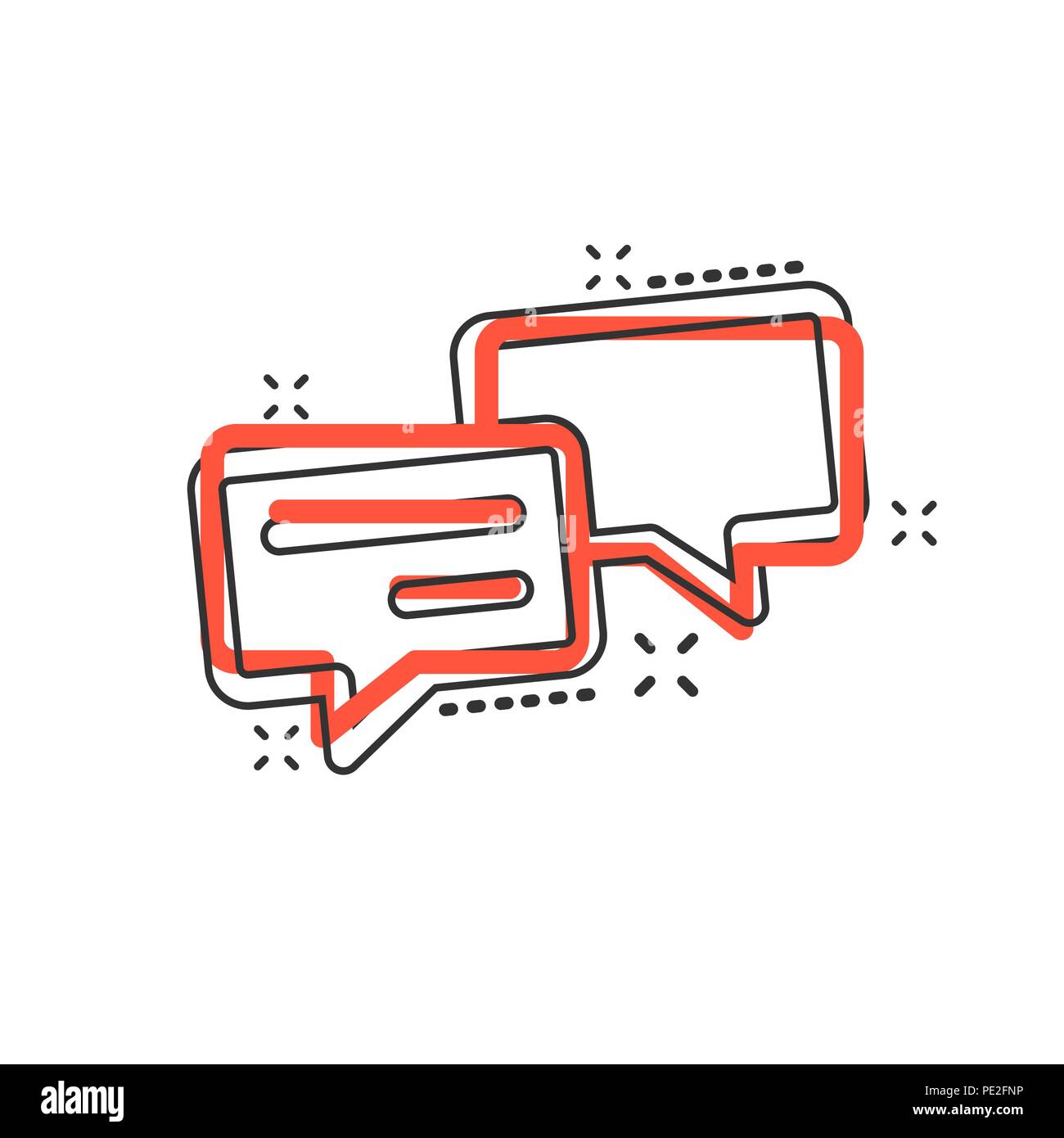 Vector cartoon speech bubble icon in comic style. Discussion dialog ...