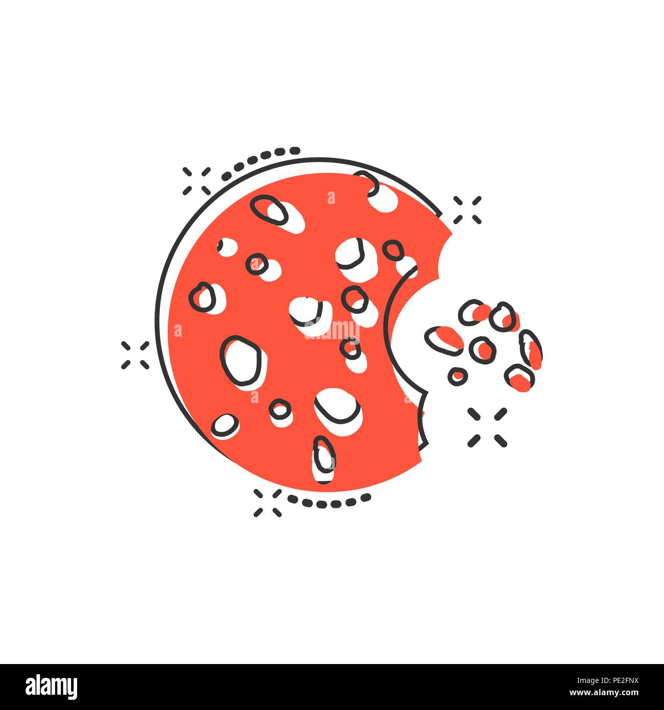 Vector cartoon cookie icon in comic style. Chip biscuit sign ...