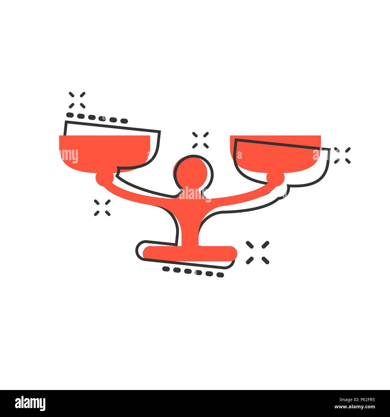 Vector cartoon scale weigher icon in comic style. Weigher sign ...