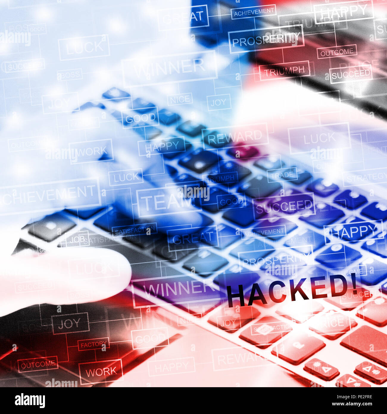 Hacker Typing Hacked Data Alert 3d Illustration Shows Cybersecurity ...