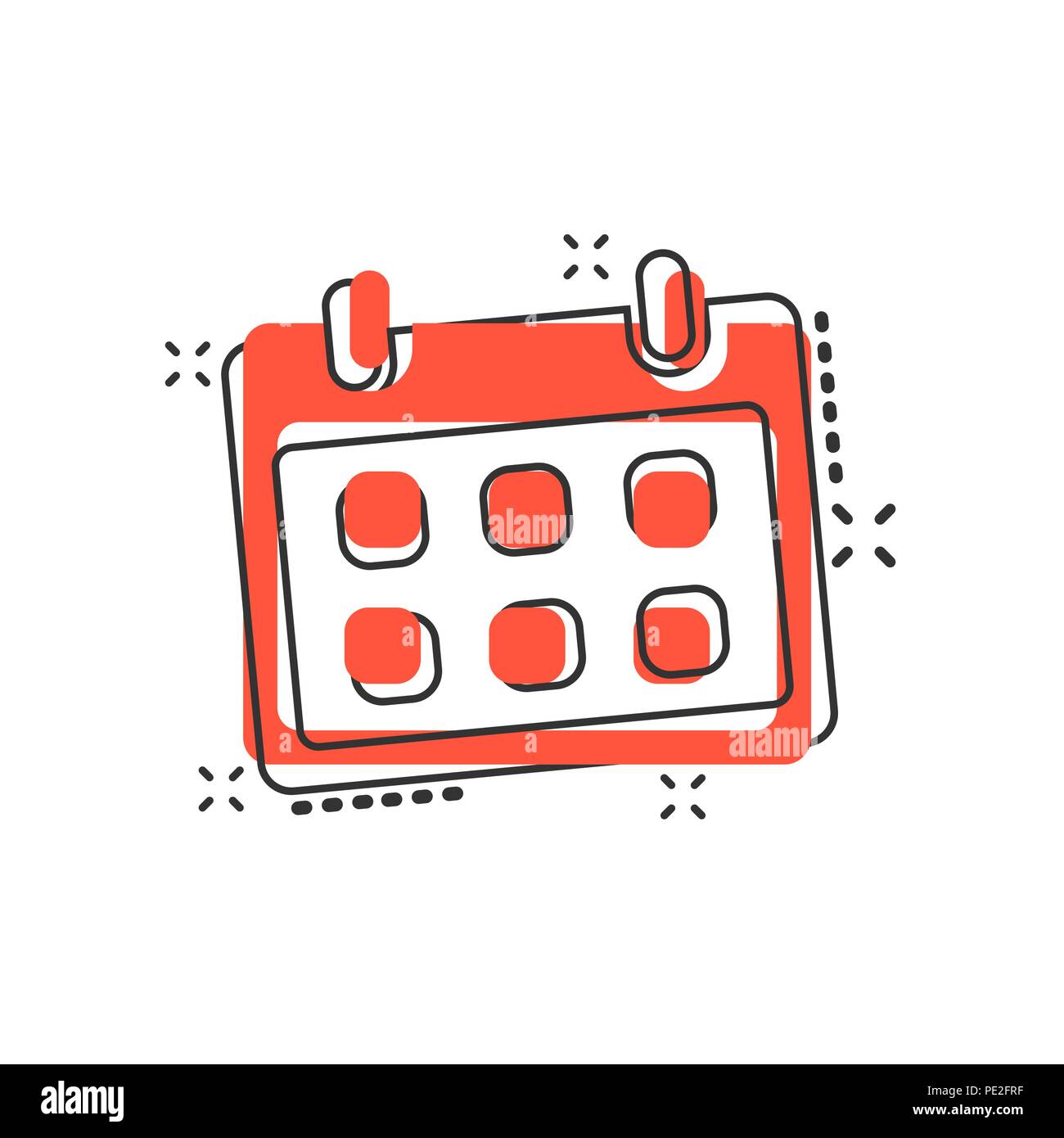 Vector cartoon calendar icon in comic style. Reminder agenda sign ...