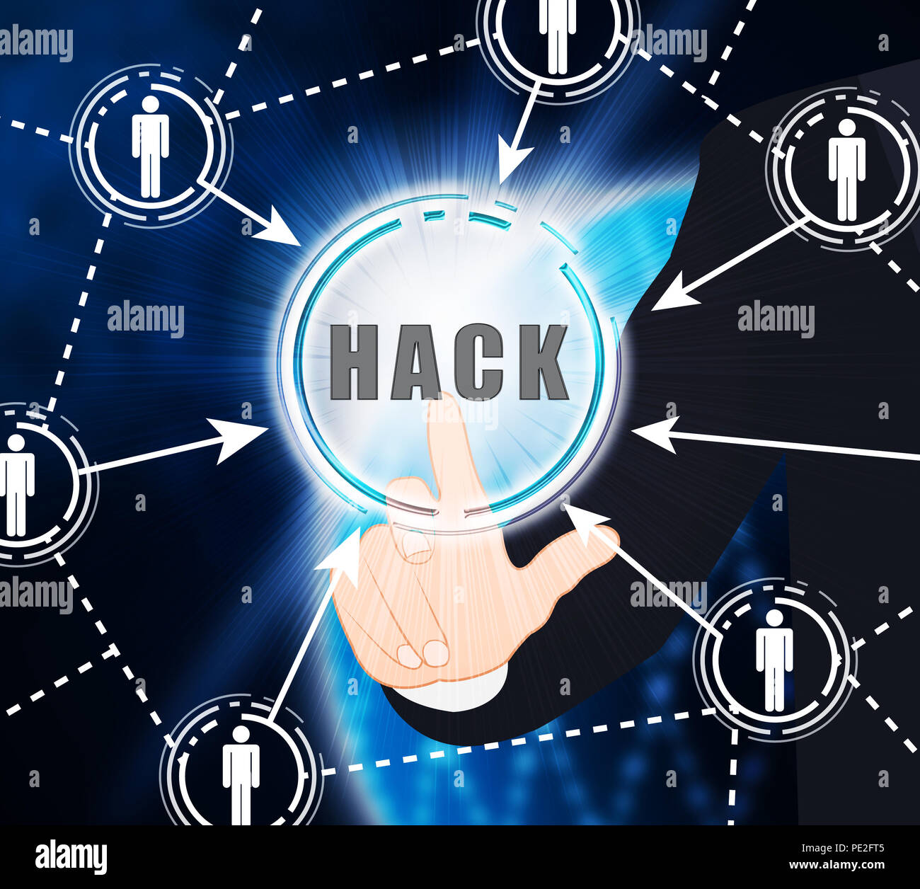 Website Hacked Cyber Security Alert 2d Illustration Shows Online Site ...