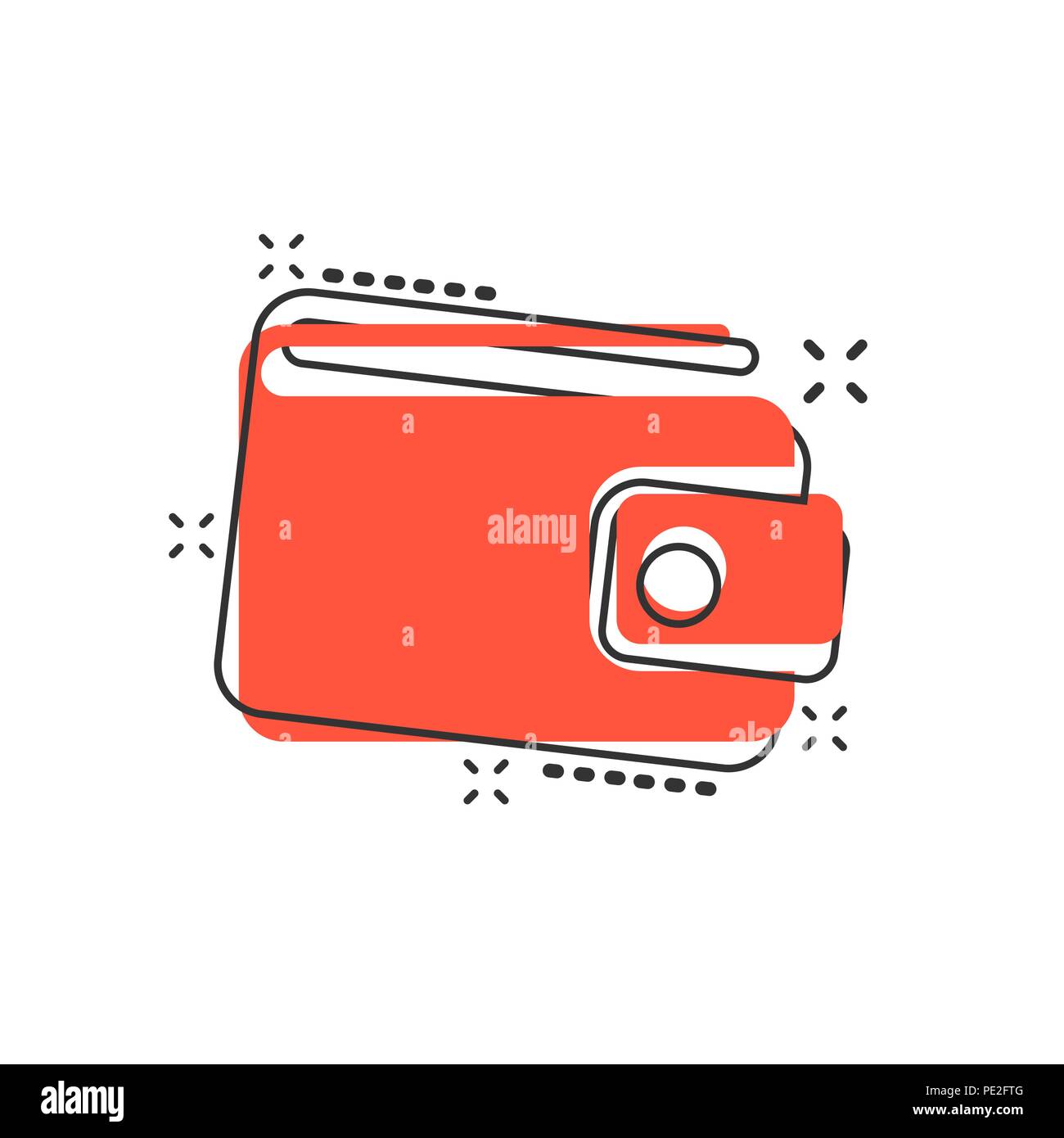 Vector cartoon wallet icon in comic style. Money purse sign ...