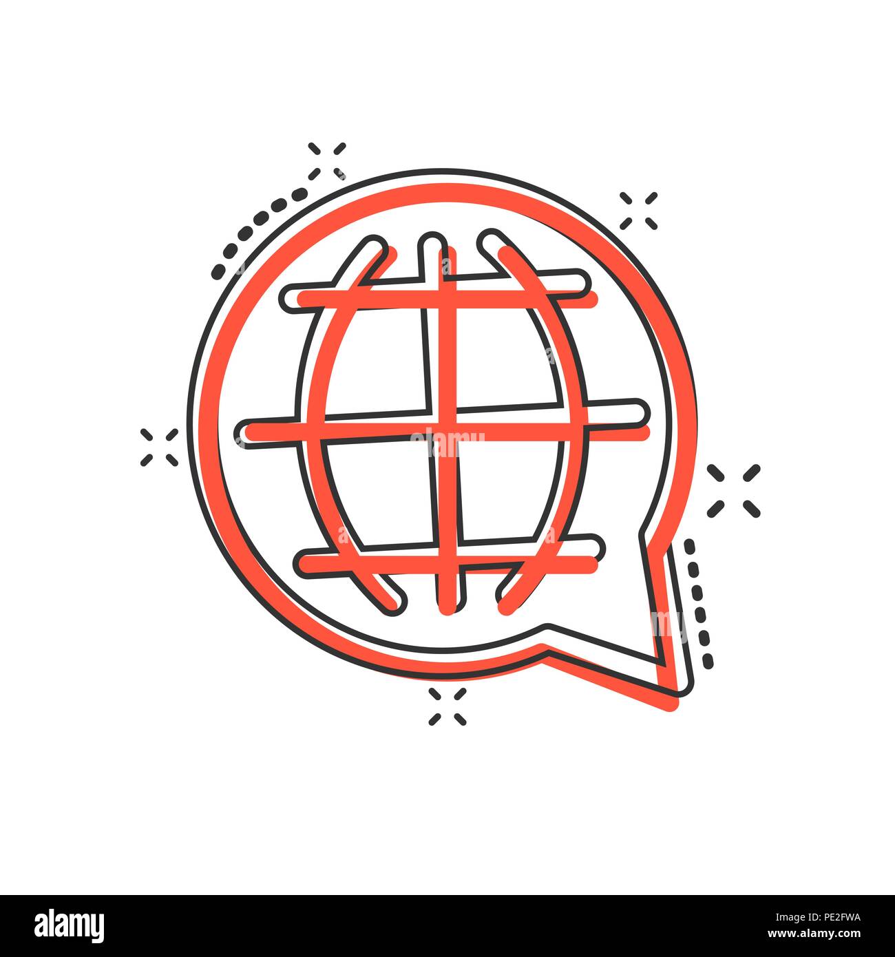 Vector cartoon choose or change language icon in comic style. Globe ...