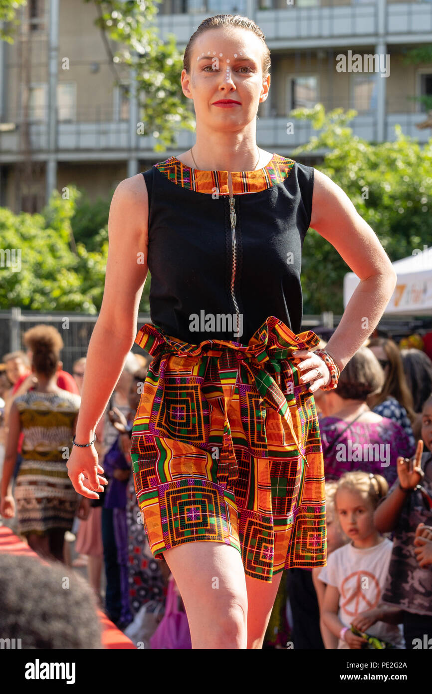 Female model showing African fashion on the catwalk at fashion show ...