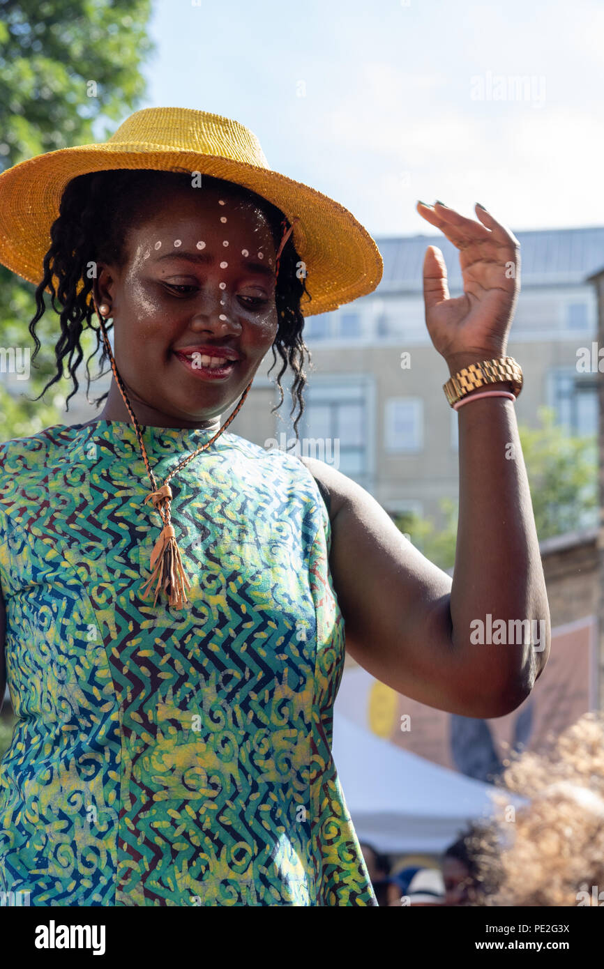 Female model of African origin showing African fashion on the catwalk ...