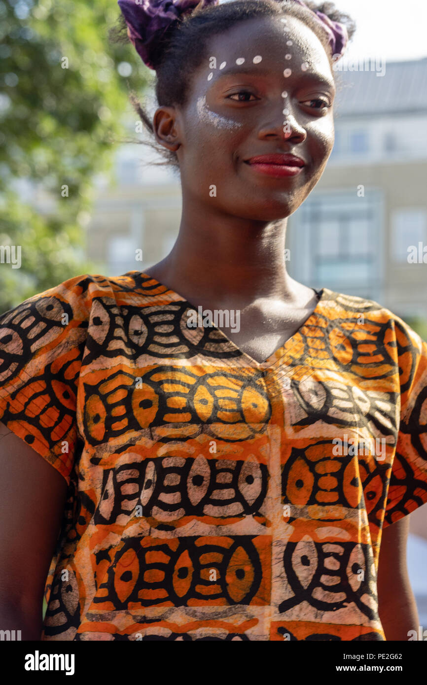 Female model of African origin showing African fashion on the catwalk ...