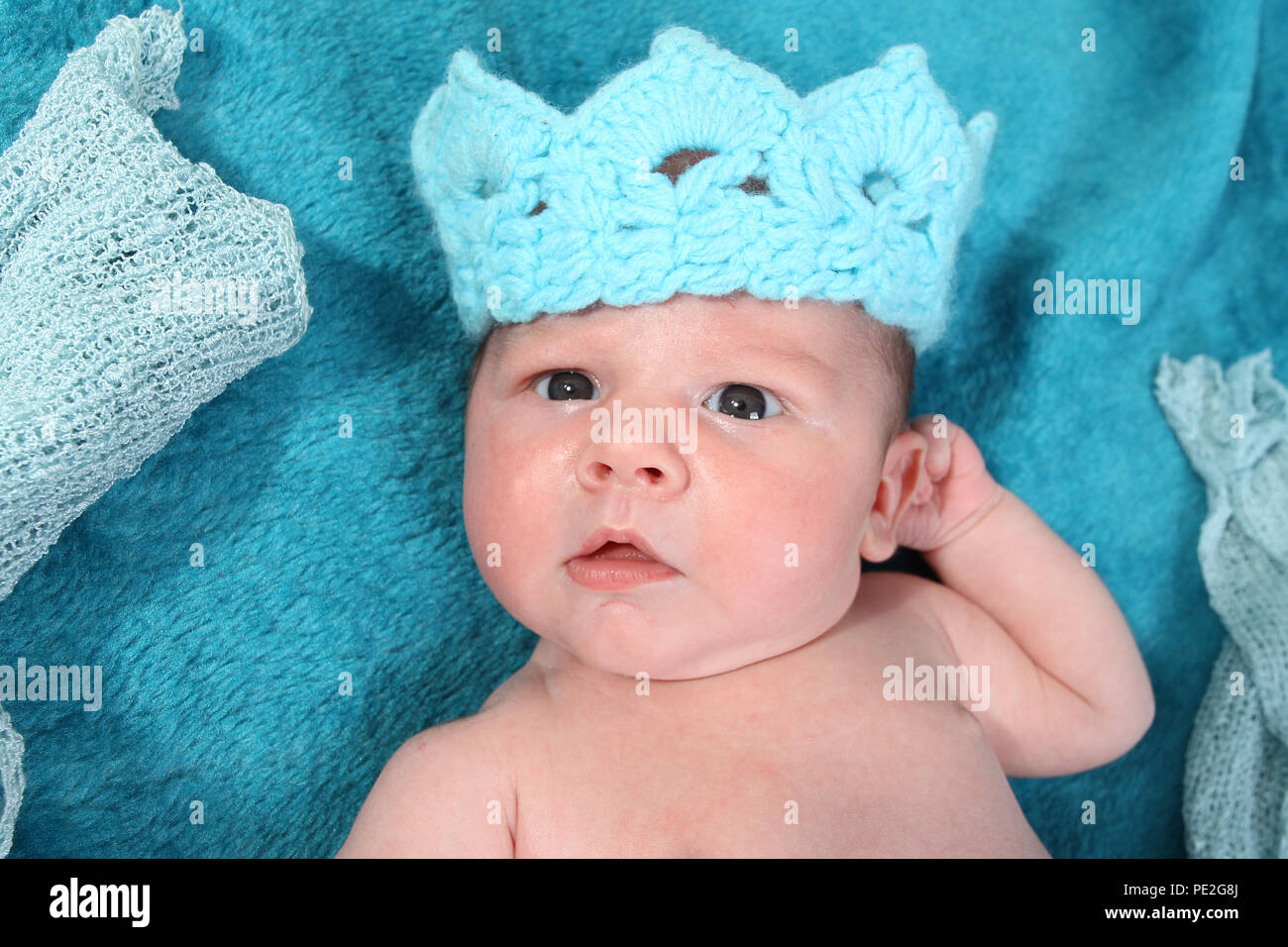 Baby boy in blue hi-res stock photography and images - Alamy