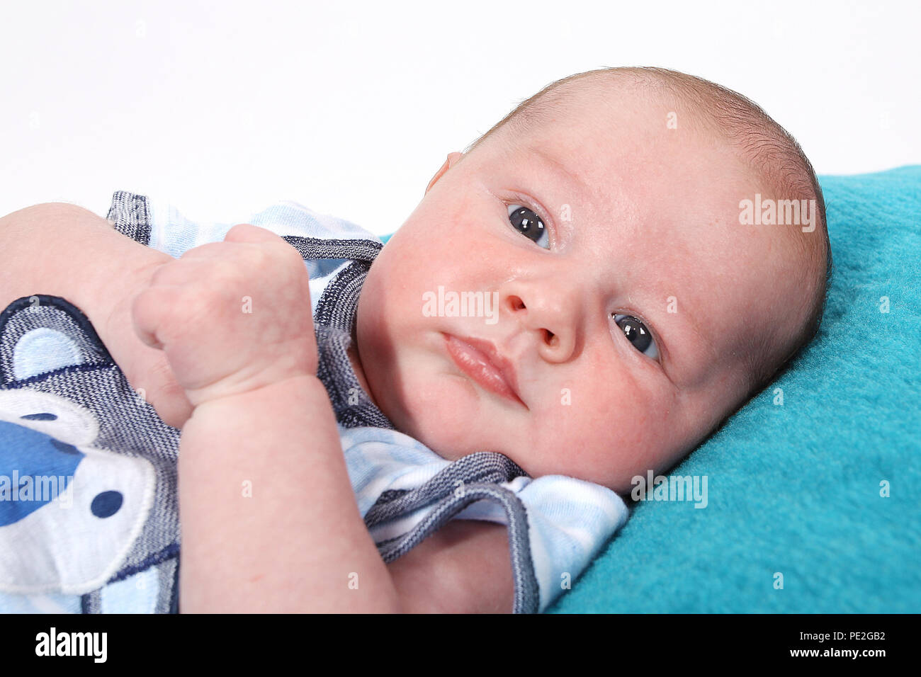 3 week old baby boy exploring, cognitive development Stock Photo - Alamy