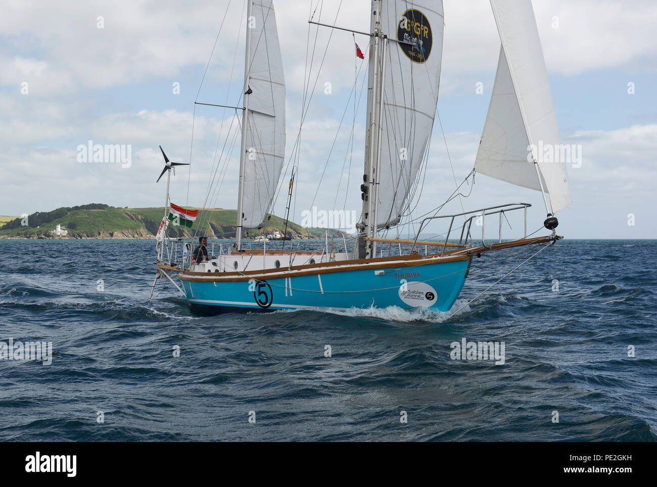 Abhilash Tomy sailing his yacht Thuriya, a replica of the famous ...