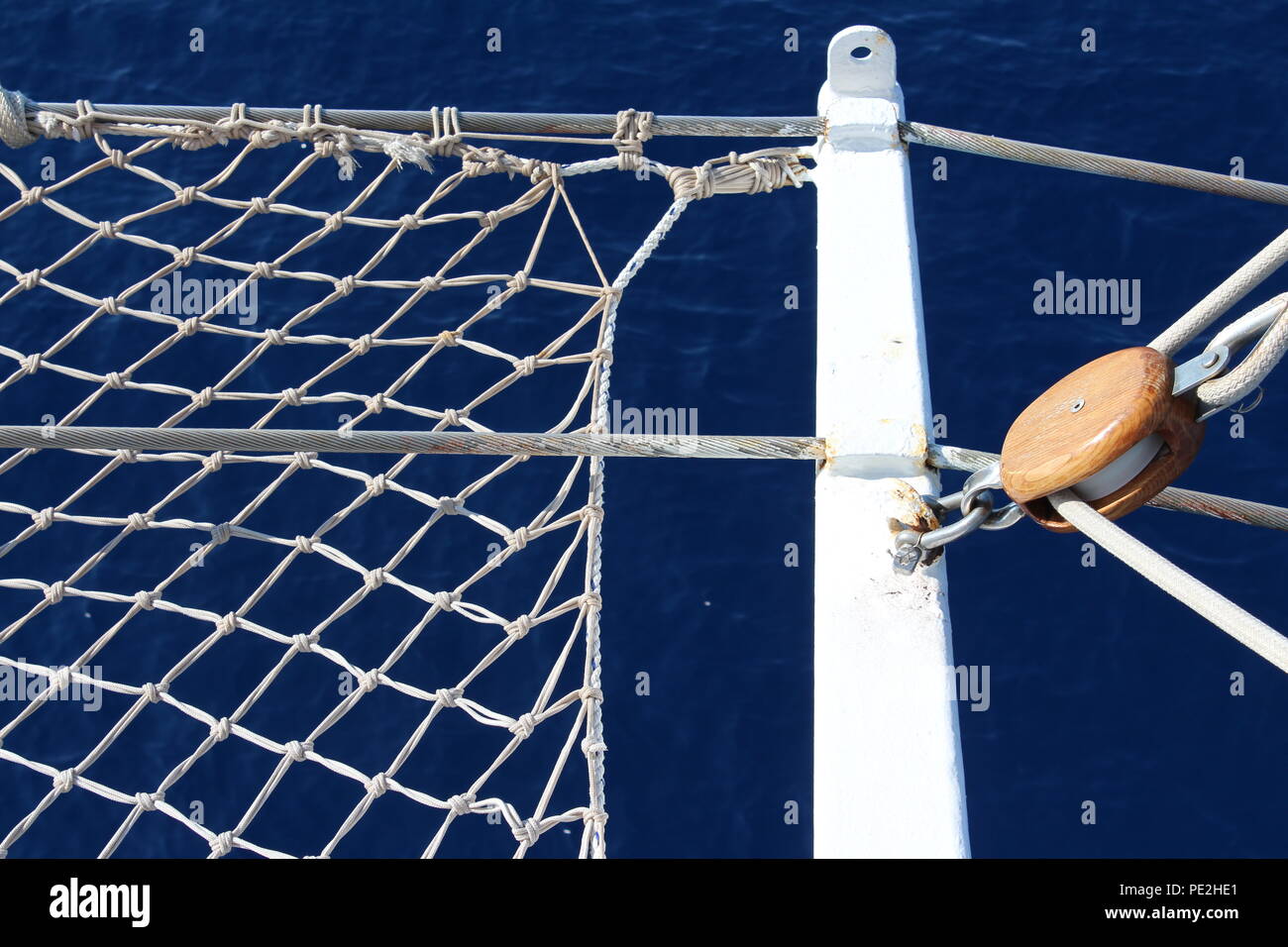 net and pulley on a boat Stock Photo - Alamy