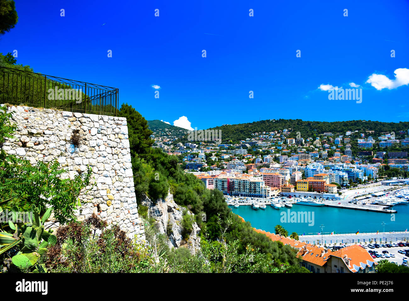 View of Nice, France from the top of Castle Hill on the French Riviera ...