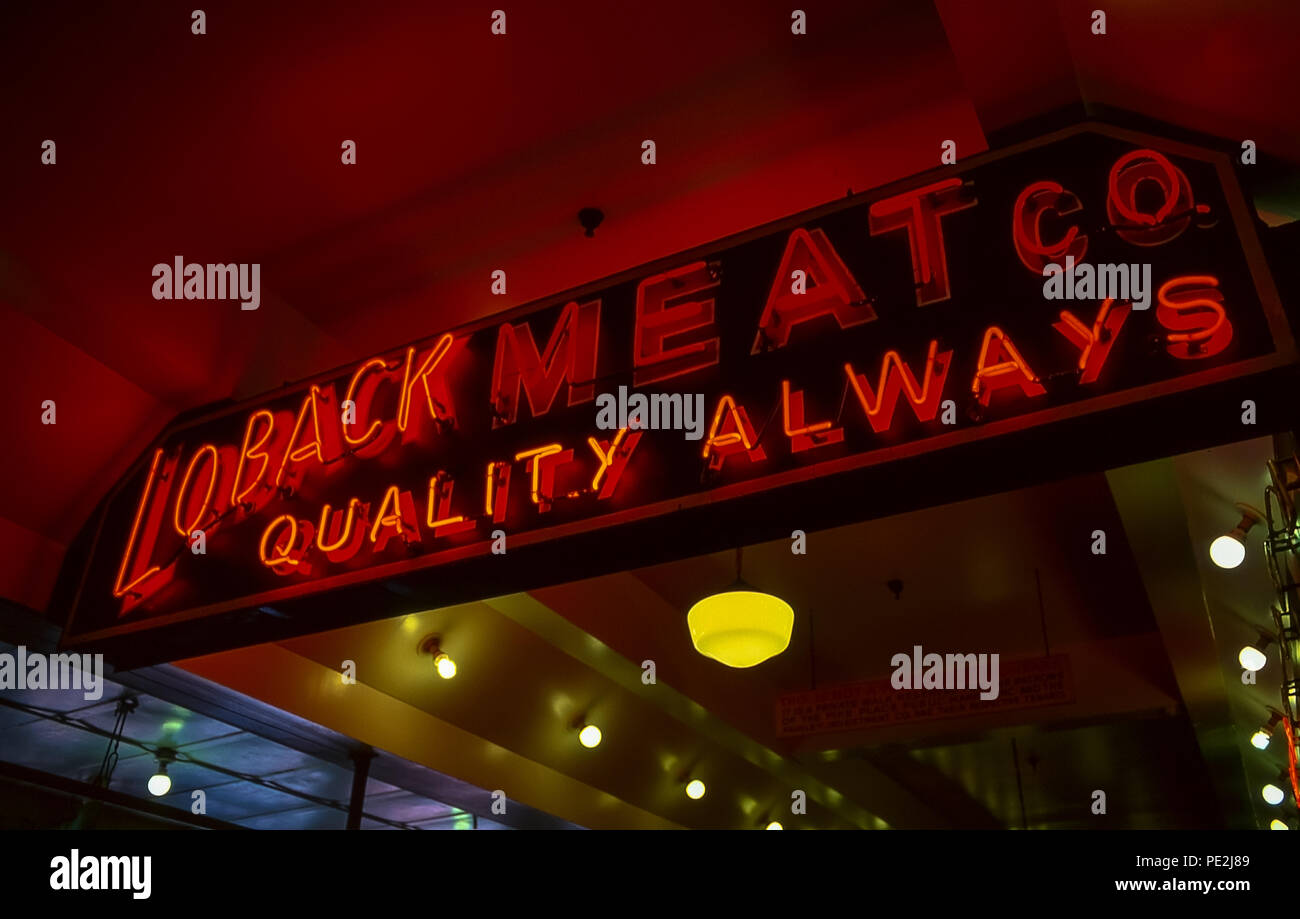 Inside the famous Pike Place Market in downtown Seattle, Washington USA ...