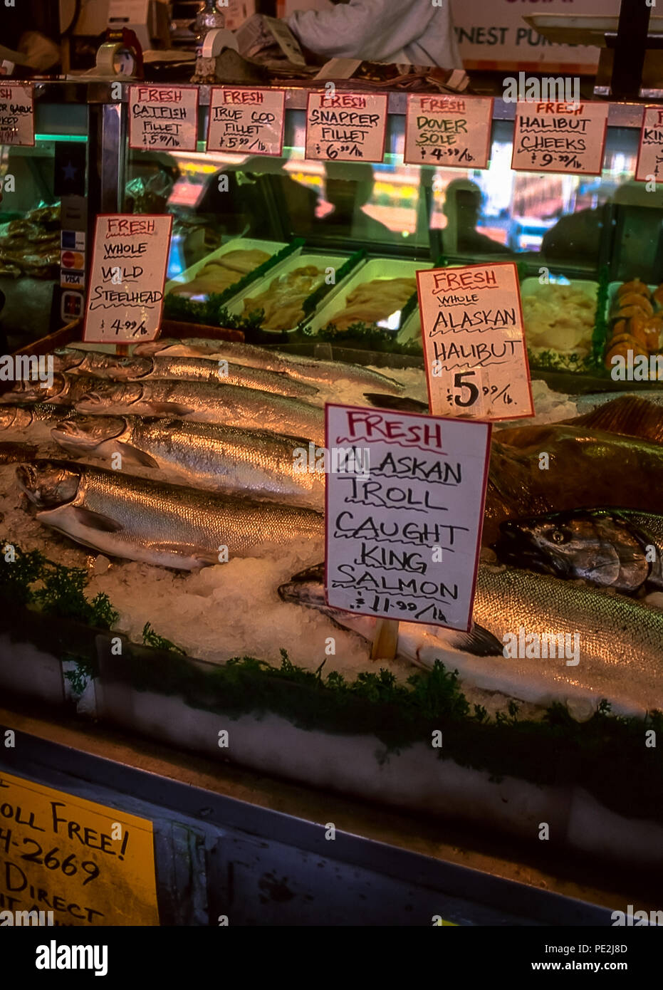 Inside the famous Pike Place Market in downtown Seattle, Washington USA ...