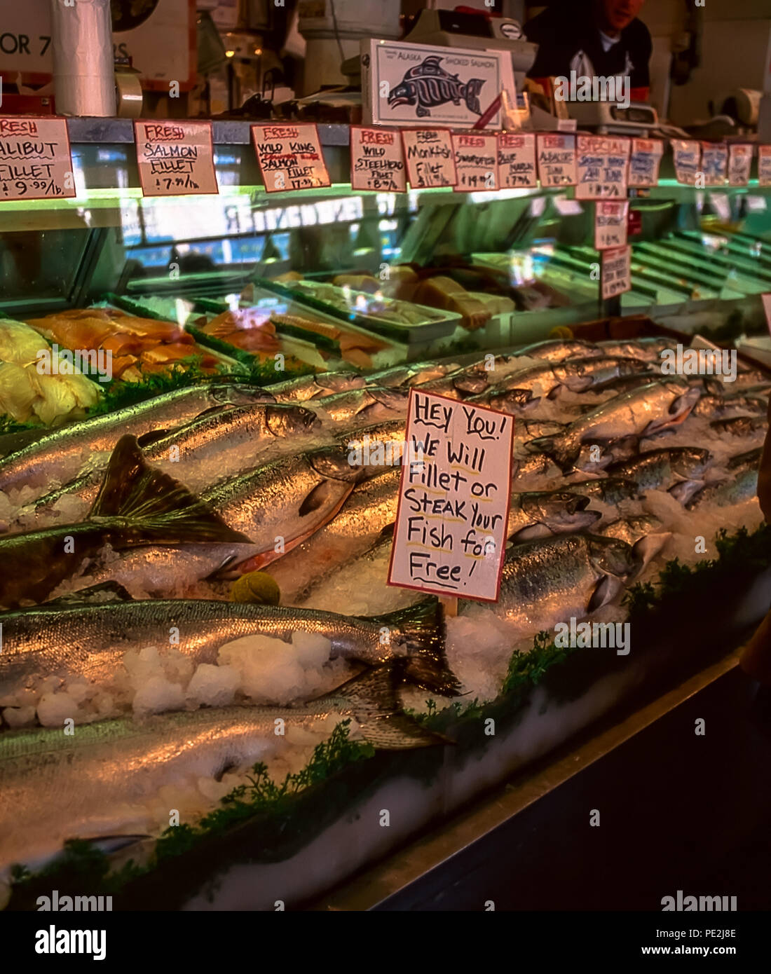Inside the famous Pike Place Market in downtown Seattle, Washington USA ...