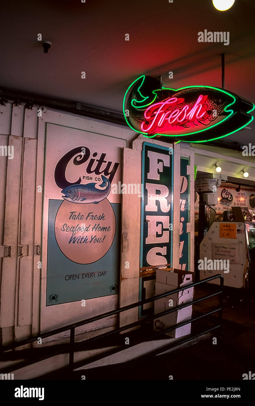 Inside the famous Pike Place Market in downtown Seattle, Washington USA ...