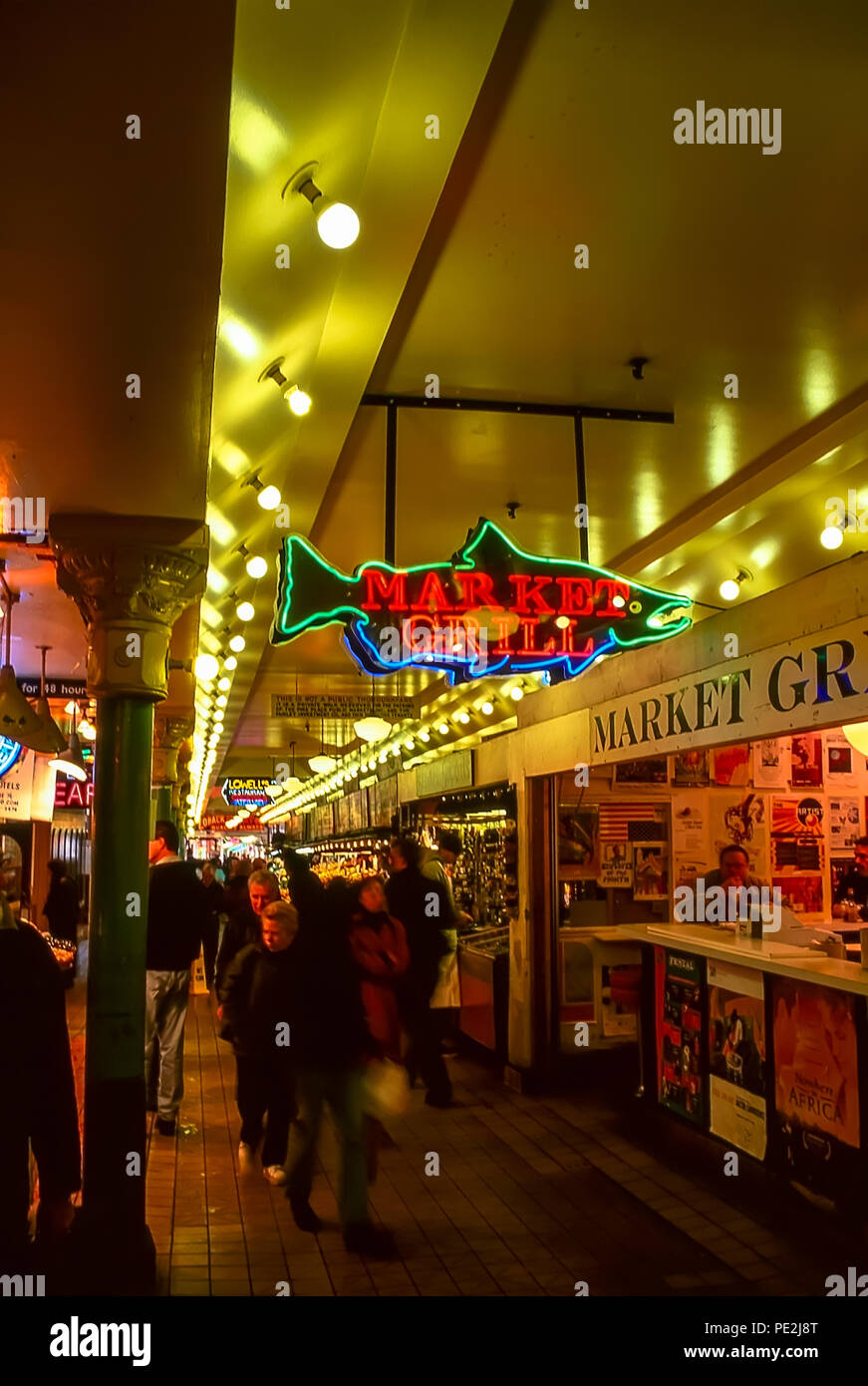 Inside the famous Pike Place Market in downtown Seattle, Washington USA ...