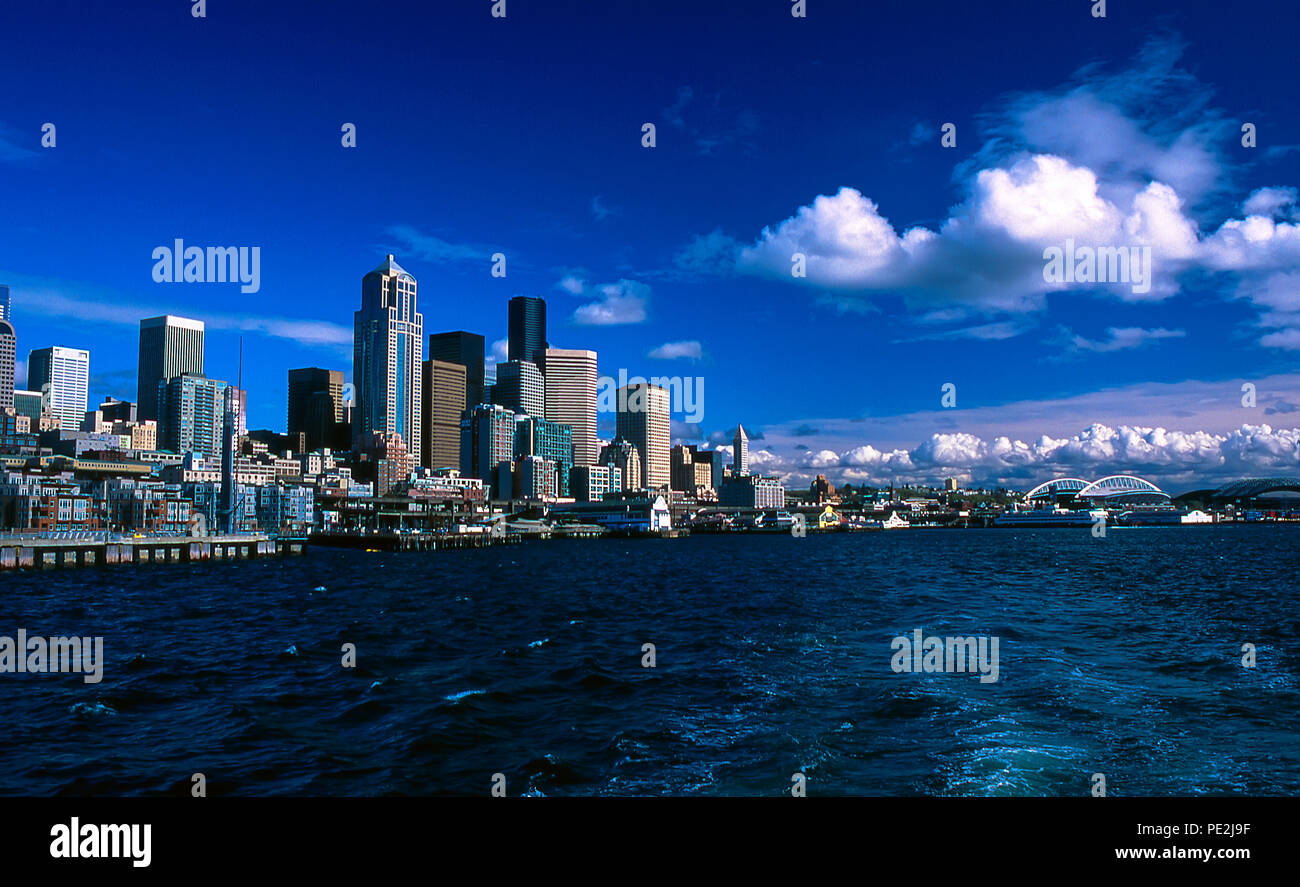 The skyline of Seattle as seen from Puget Sound, Seattle Washington ...