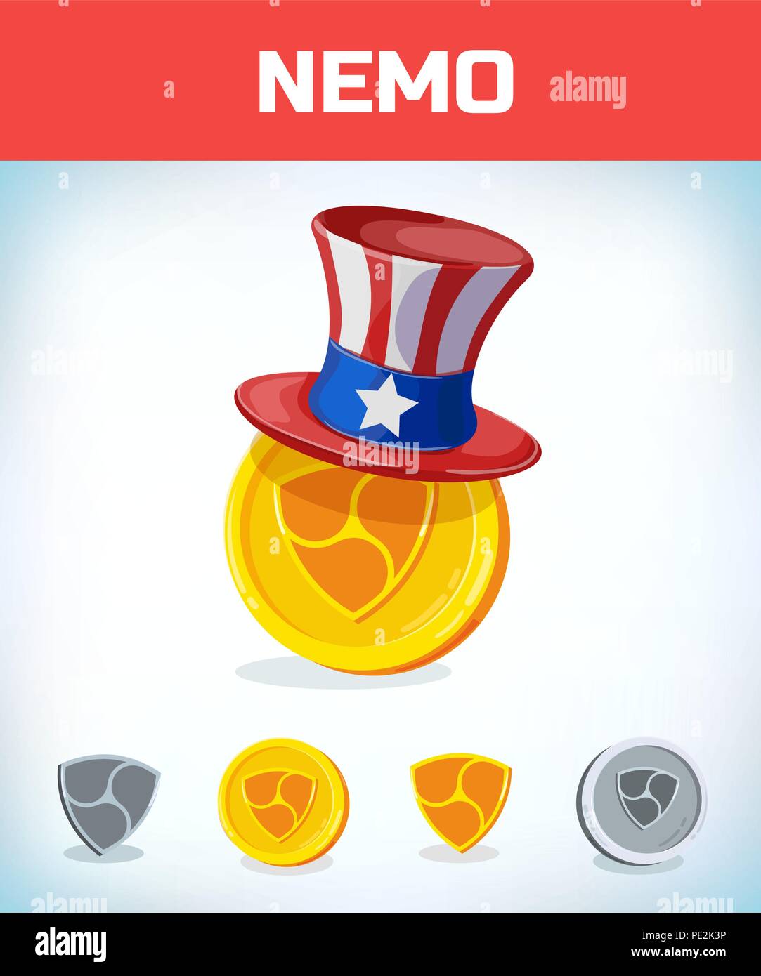 nemo in American hat. nemo. Digital currency. Crypto currency. Money ...